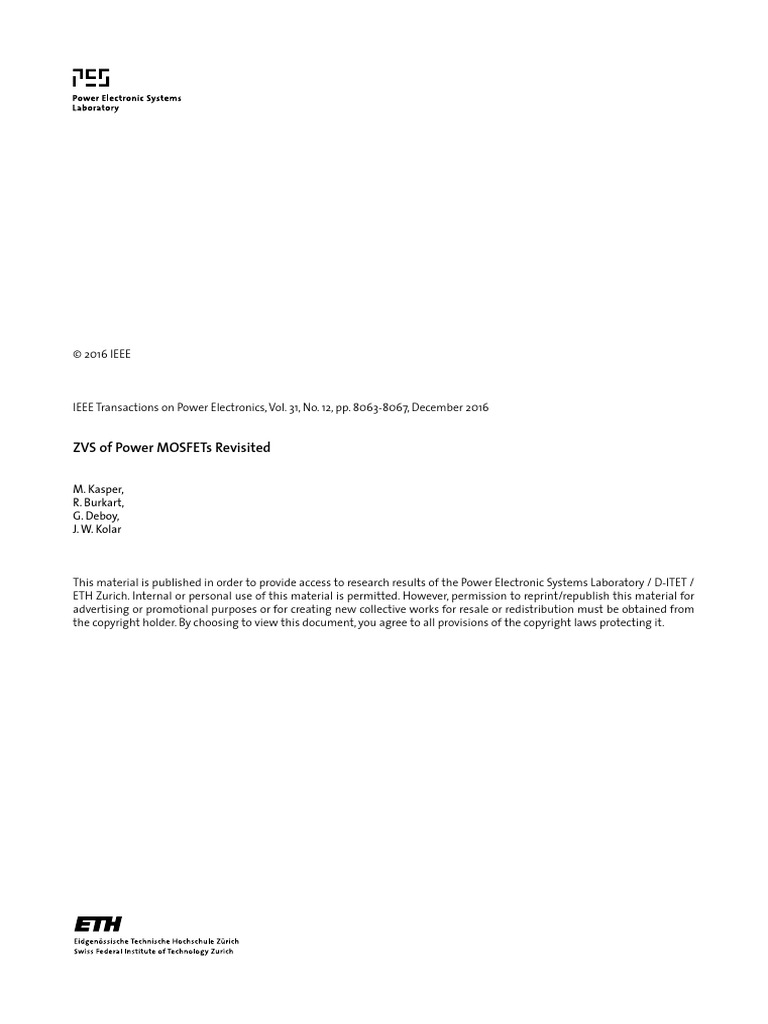 5 ZVS of Power MOSFETs Revisited Kasper 01 | PDF | Mosfet | Capacitor