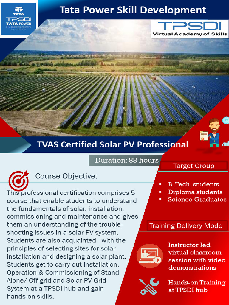 TVAS - Certified Solar Professional Brochure (Jojobera 4) | PDF ...