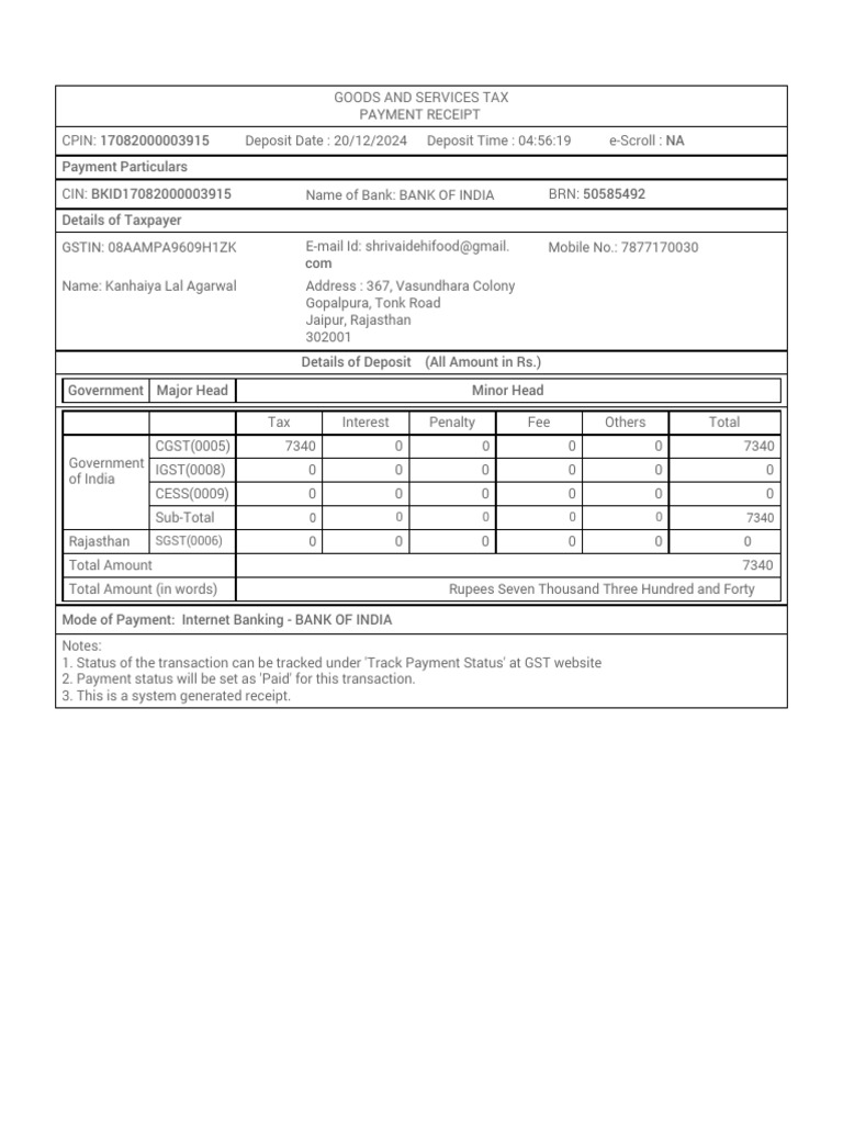GST Challan Receipt PDF | PDF
