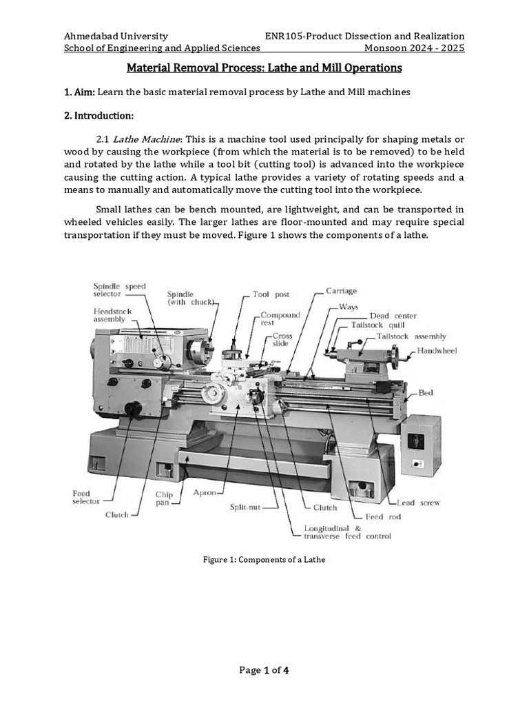 ENR105 - PDR - Material Removal Process - Lathe Mill Operations | PDF ...