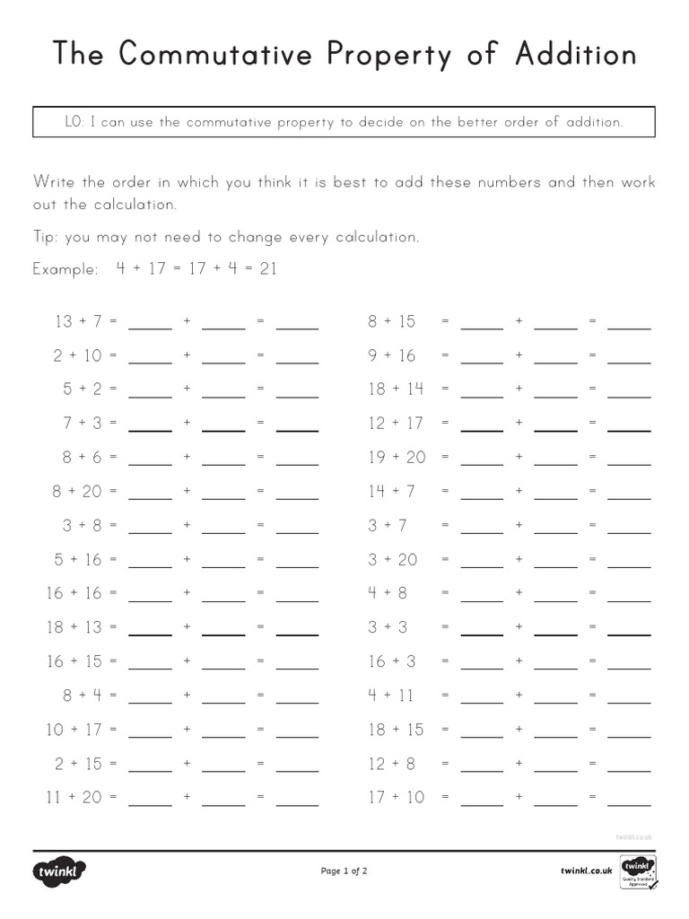 Fife commutative-property-of-addition-activity-sheet | PDF