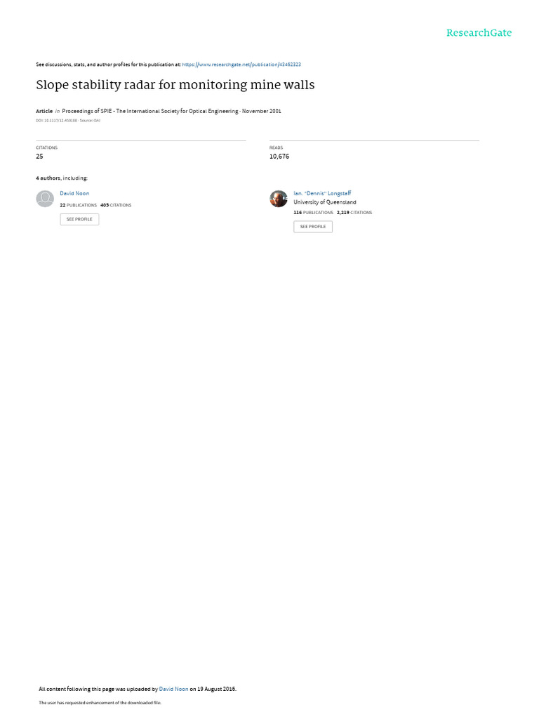 Slope Stability Radar for Monitoring Mine Walls | PDF | Radar | Antenna ...