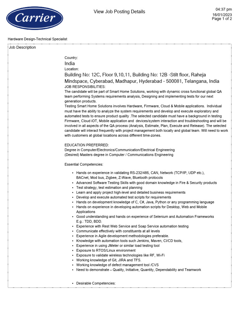View Job Posting Details | PDF | Home Automation | Automation