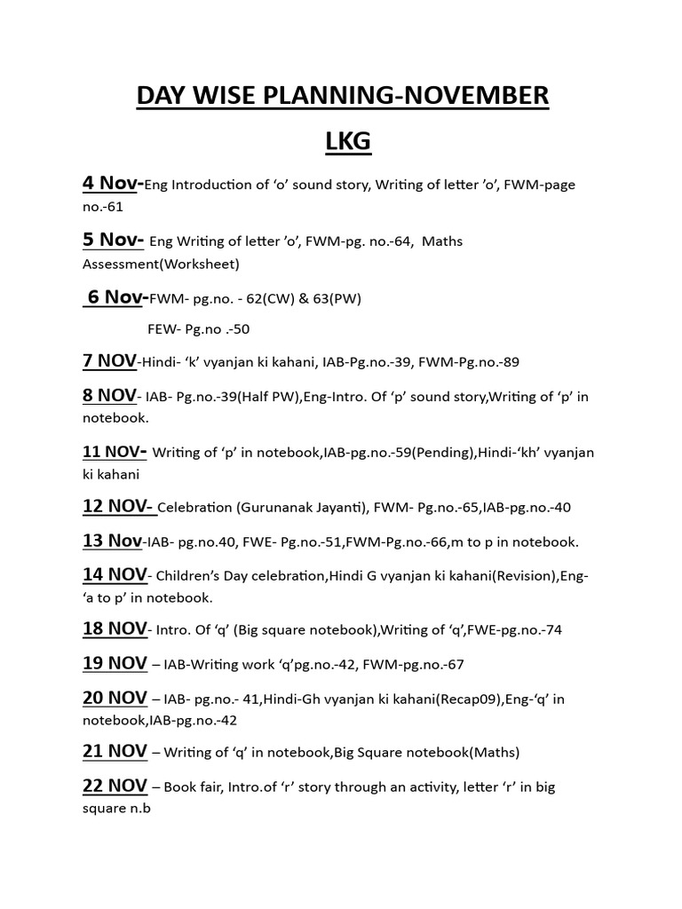 Day Wise Planning | PDF