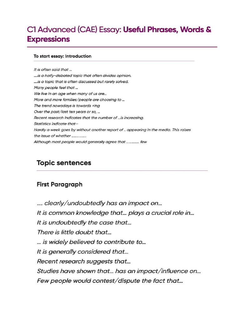 Essay Writing Cae Expressions Student's Copy and Model Answer | PDF