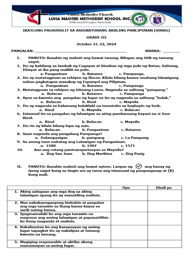 3rd Exam Grade 3 | PDF | Water | Liquids
