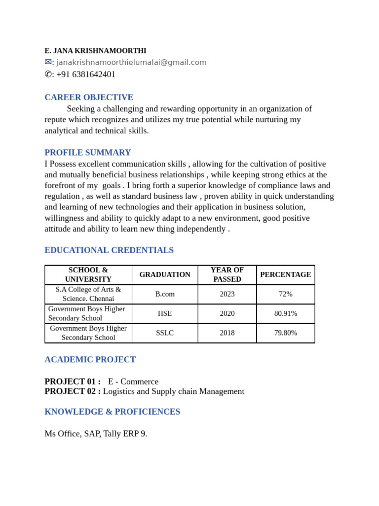 Jana_Resume | PDF | Knowledge | Cognition