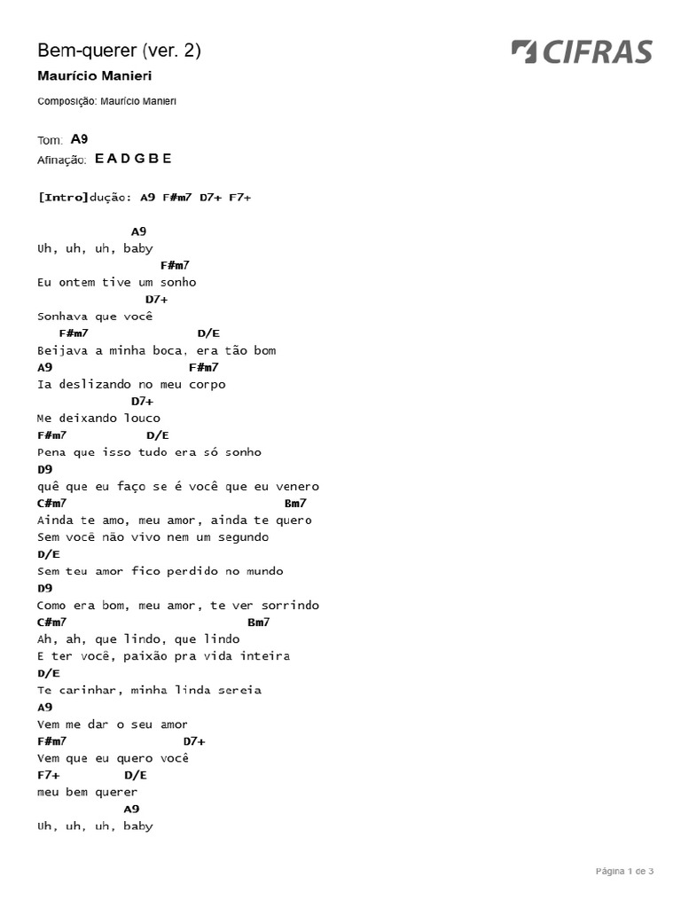 CIFRAS - Cifra - Mauricio Manieri - Bem Querer Ver 2 | PDF