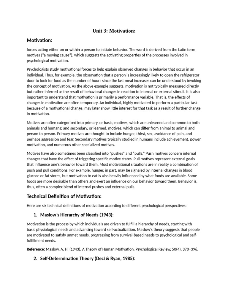 Unit 3 | PDF | Motivational | Motivation