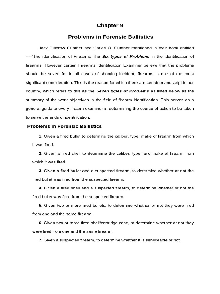 Chapter 9 Problems in Forensic Ballistics | PDF | Caliber | Bullet