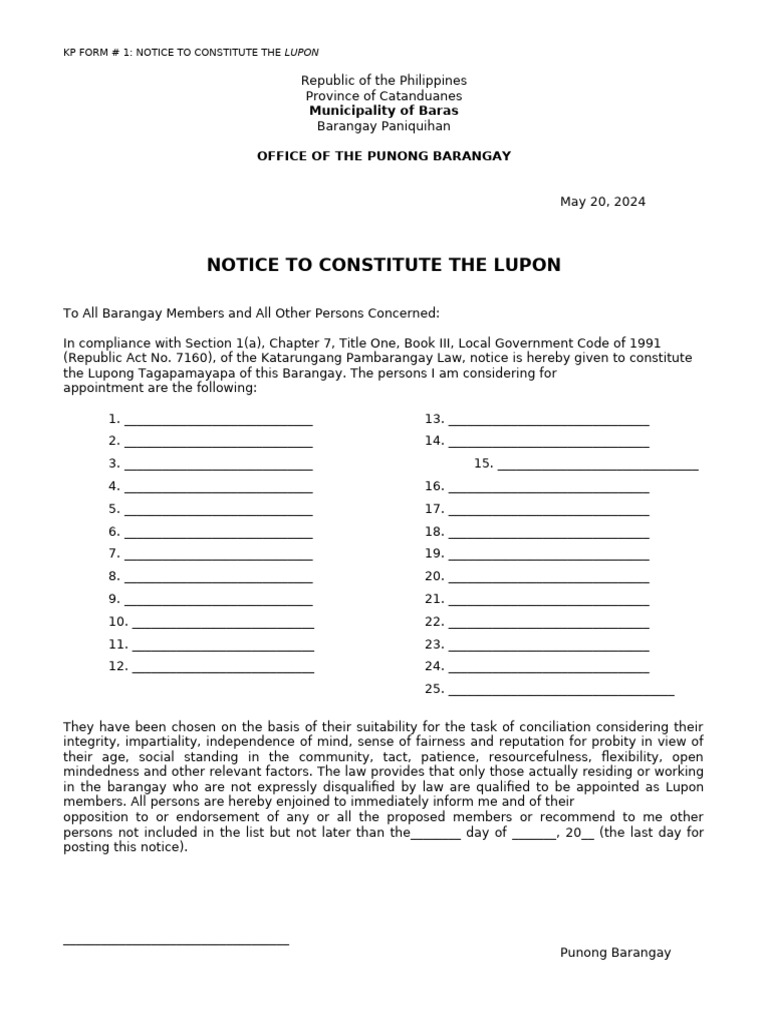 KP-FORMs | PDF | Summons | Oath Of Office