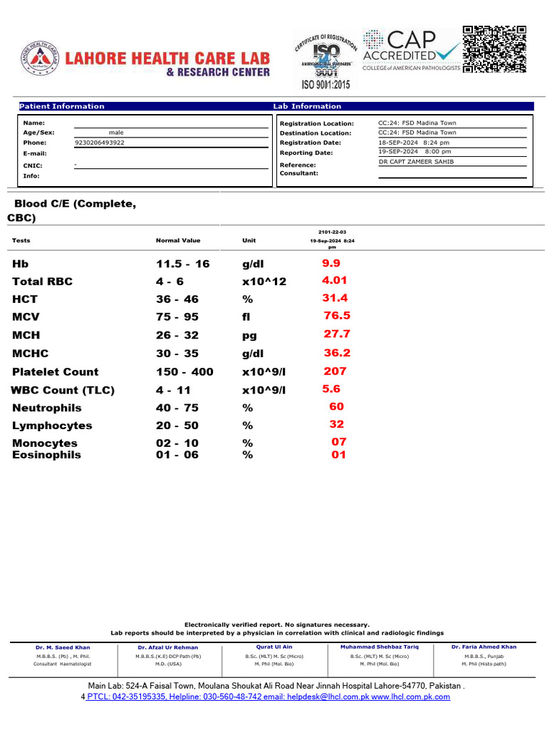 Dua Fatima Cbc | PDF | Immunology | Anatomy