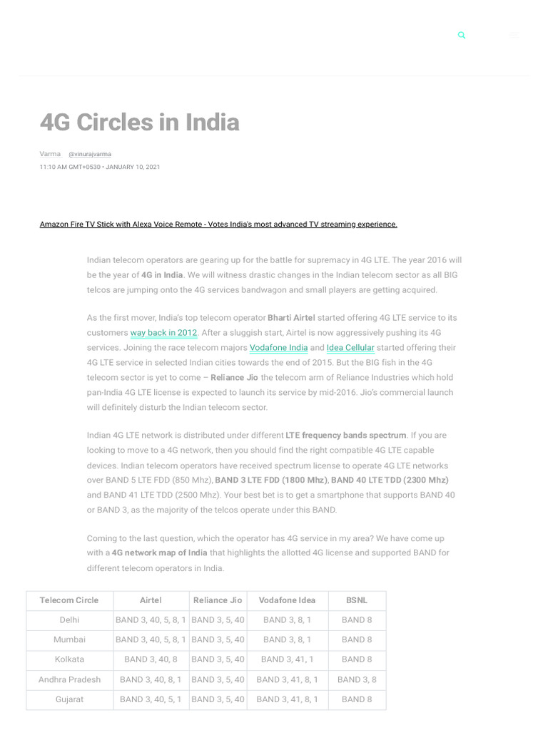 4G LTE Telecom Circles & Coverage in India - DataReign | PDF | Lte ...