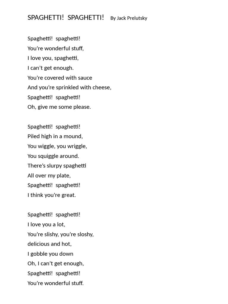 Spaghetti Poem 2023 | PDF