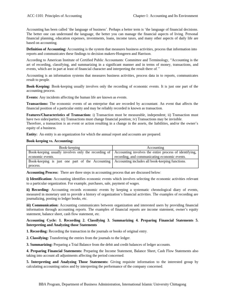 Accounting Basics for BBA Students | PDF | International Financial ...