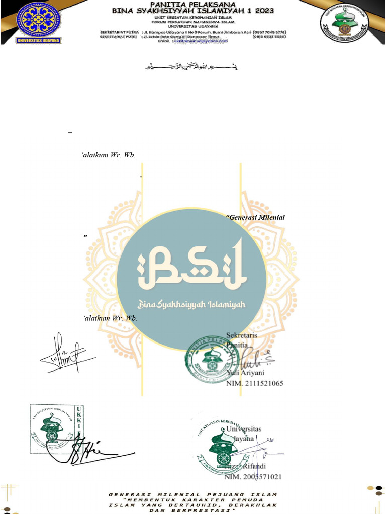(U.056) Surat Undangan BSI 1 2023 (Pengurus Dan Demisioner FPMI) | PDF