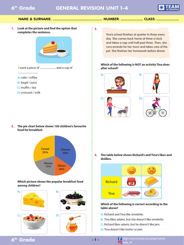 6 Sinif Revision 1 Unit 1 4 Teamwork | PDF | Foods | Cuisine 6 Sinif Revision 1 Unit 1 4 Teamwork | PDF | Foods | Cuisine
