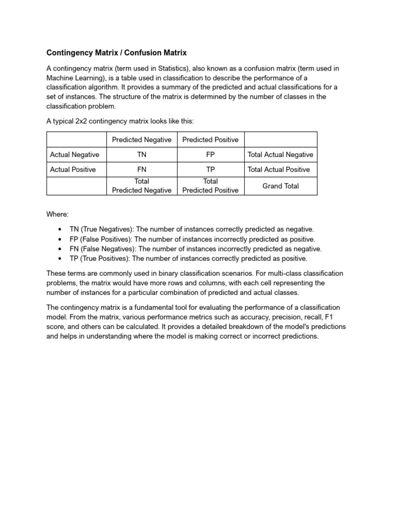 02 - Contingency Matrix or Confusion Matrix | PDF