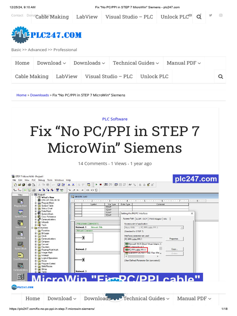 Fixing STEP 7 MicroWin PC/PPI Error | PDF | Personal Computers | Computing