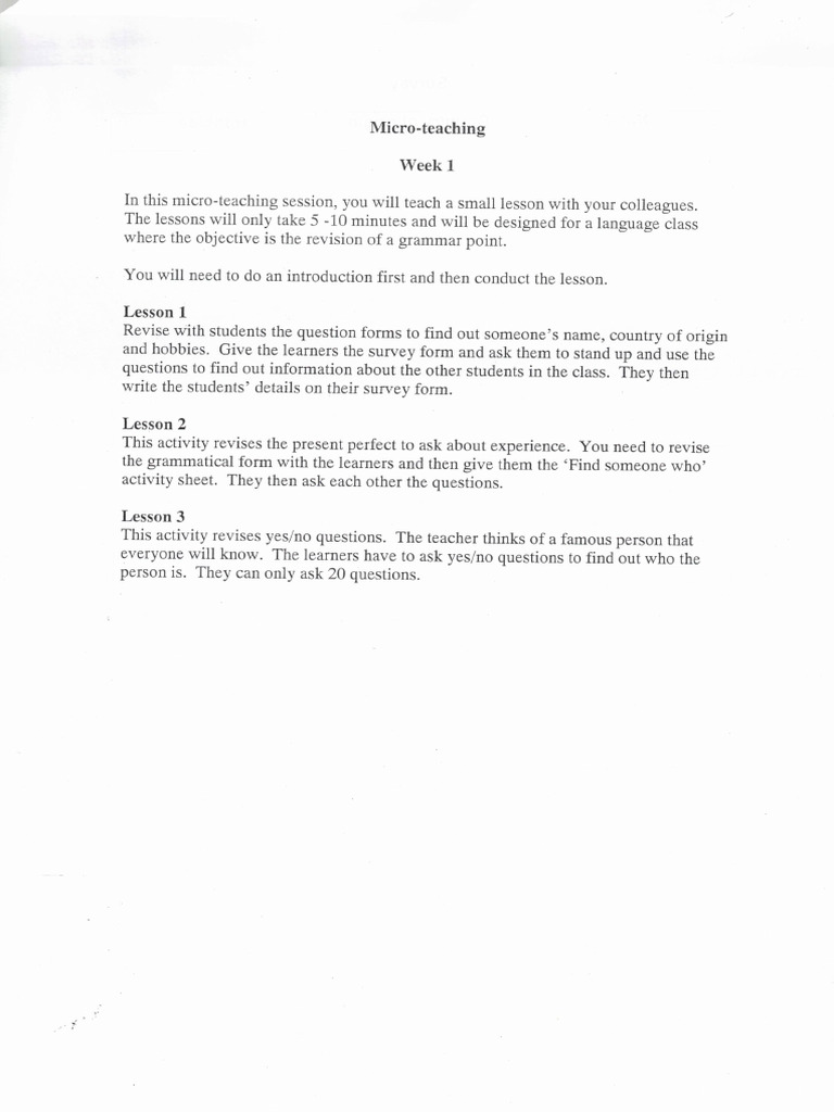 Week 1 EUN643 Microteaching Materials | PDF