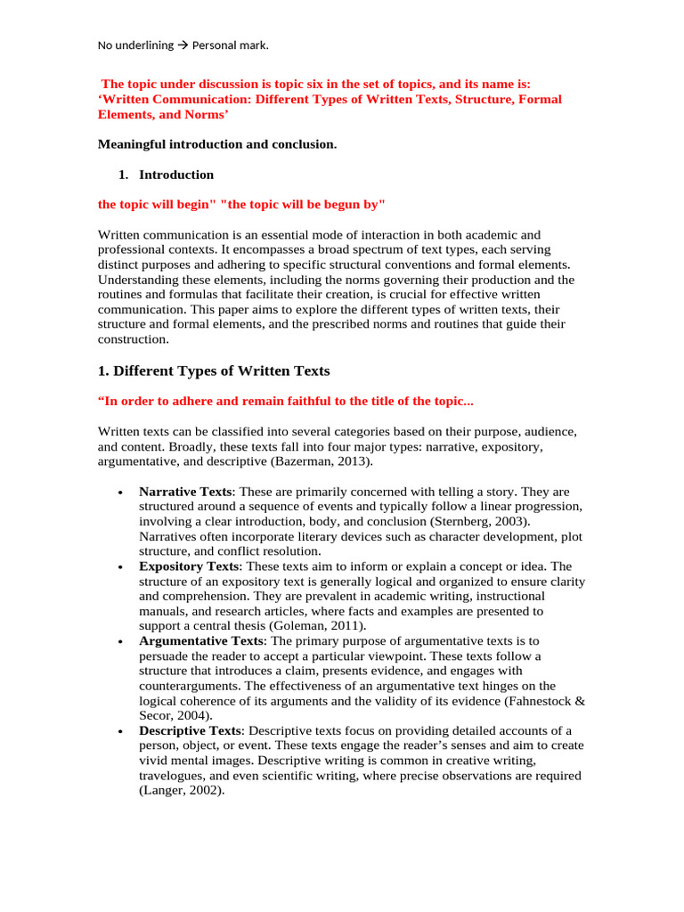 Topic 6 - Written Communication | PDF | Syntax | Narrative