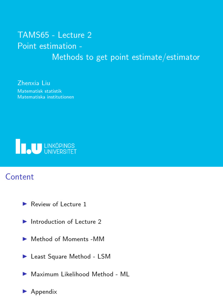 Lecture 2 | PDF | Estimator | Standard Deviation