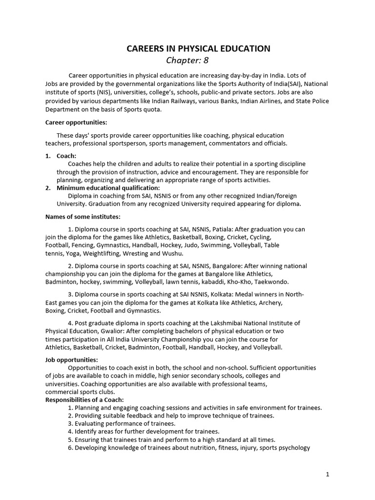 Career Paths in Physical Education India | PDF | Referee | Sports