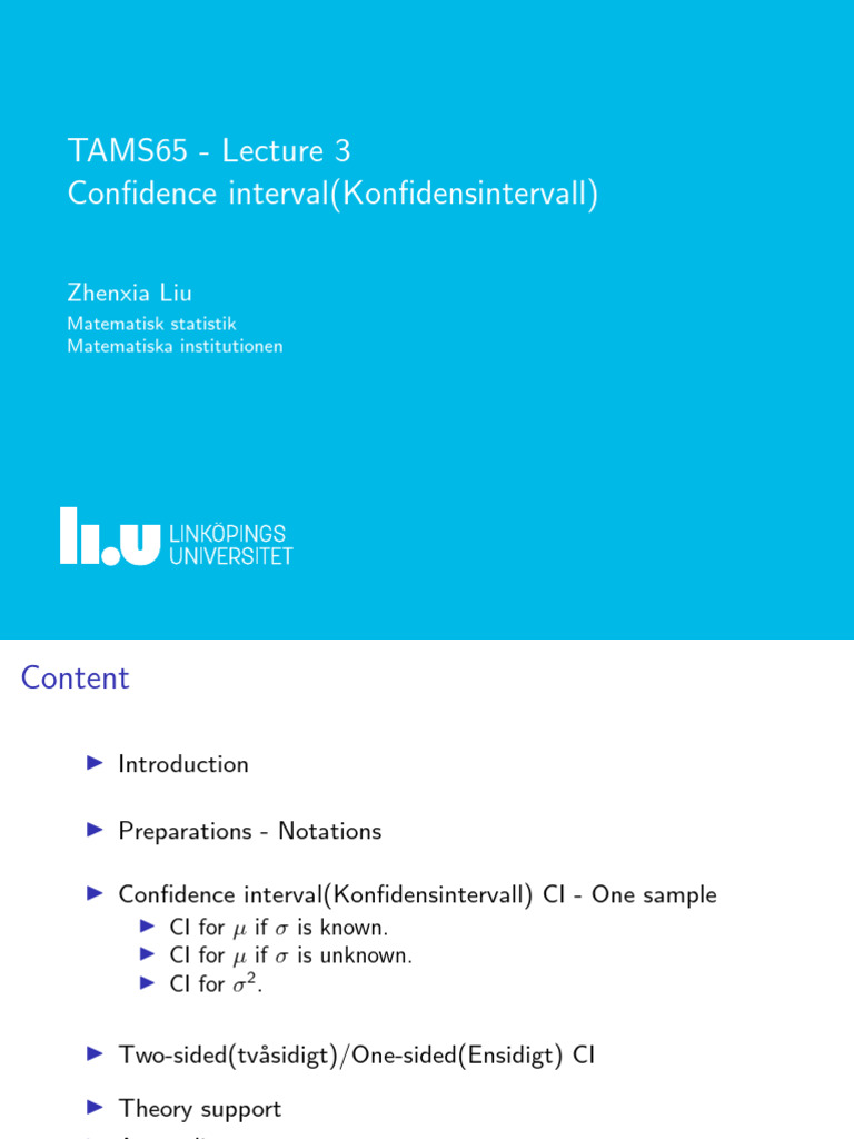 Lecture3 2 | PDF | Confidence Interval | Statistical Inference