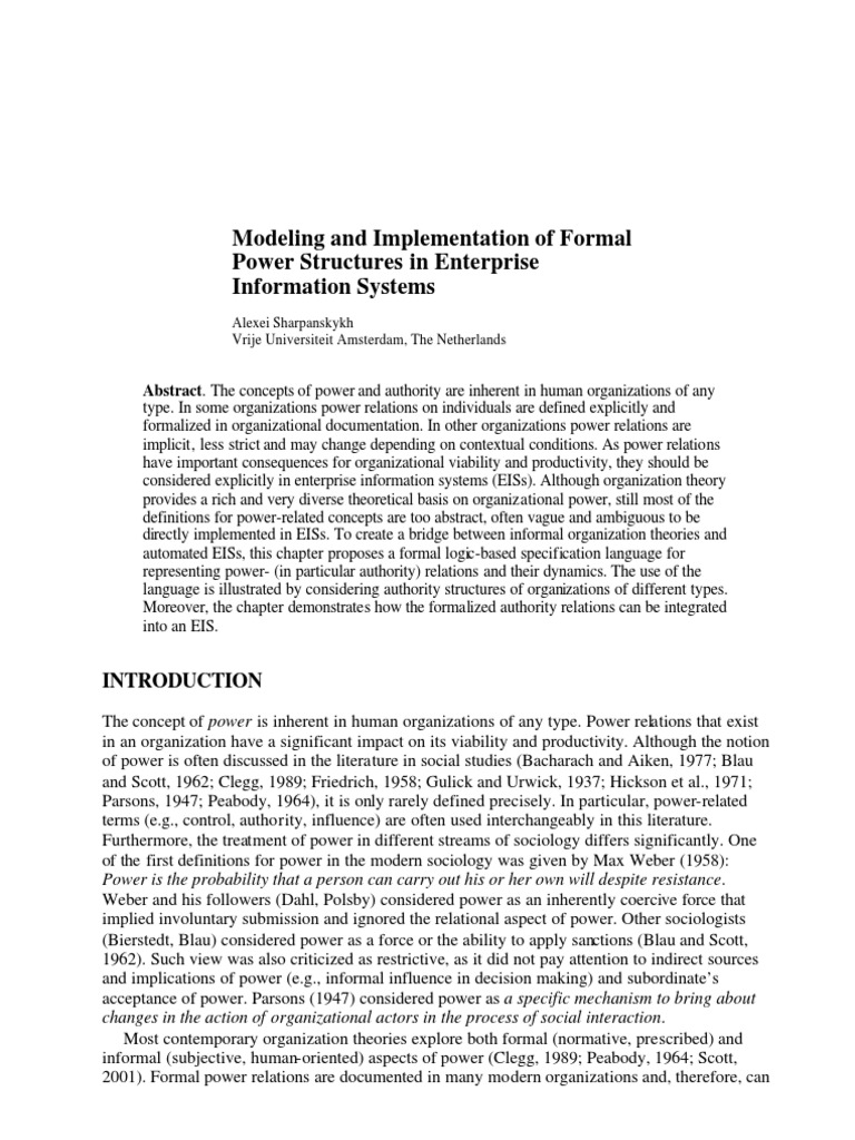 Modeling Formal Power Structures in EIS | PDF | Conceptual Model ...