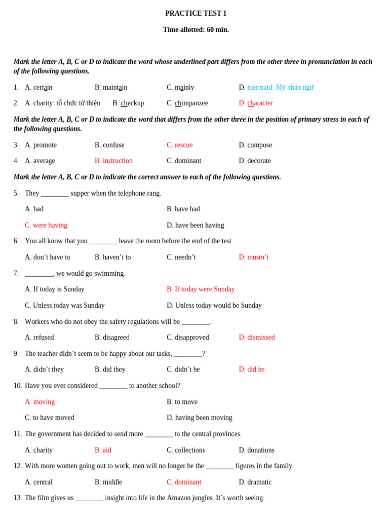 PRACTICE TEST 1 | PDF