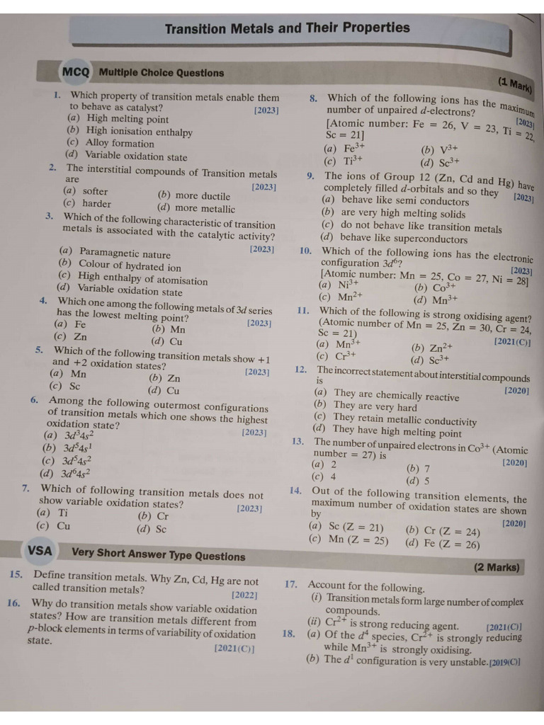 D Block Elements | PDF