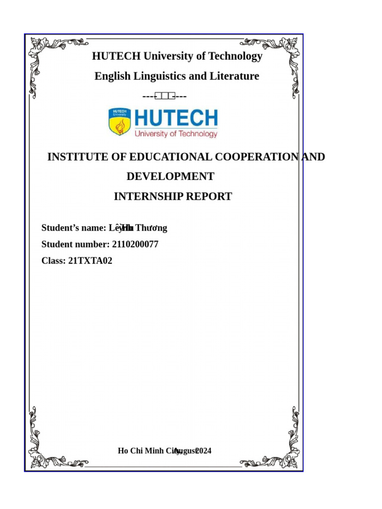 BCTT - Lê Huỳnh Thương Hutech | PDF | English Language | Vocabulary