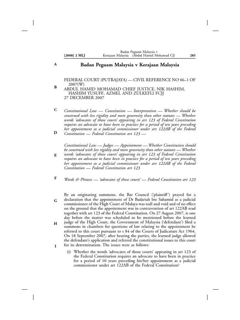 Badan Peguam Malaysia v Kerajaan Malaysia | PDF | Solicitor | Advocate Badan Peguam Malaysia v Kerajaan Malaysia | PDF | Solicitor | Advocate