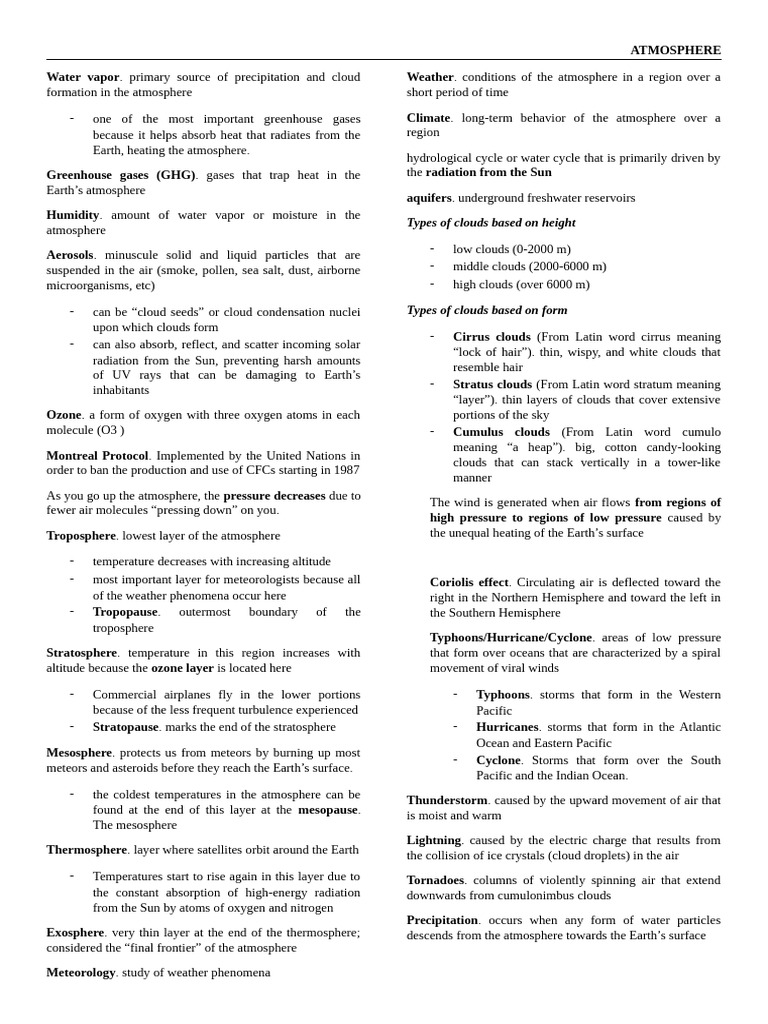 Atmosphere | PDF | Atmosphere Of Earth | Cloud