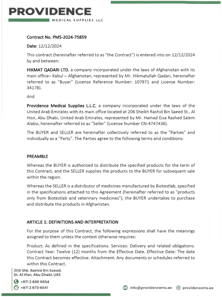 Contract No. PMS 2024 75859 | PDF | United States Dollar | Business Law