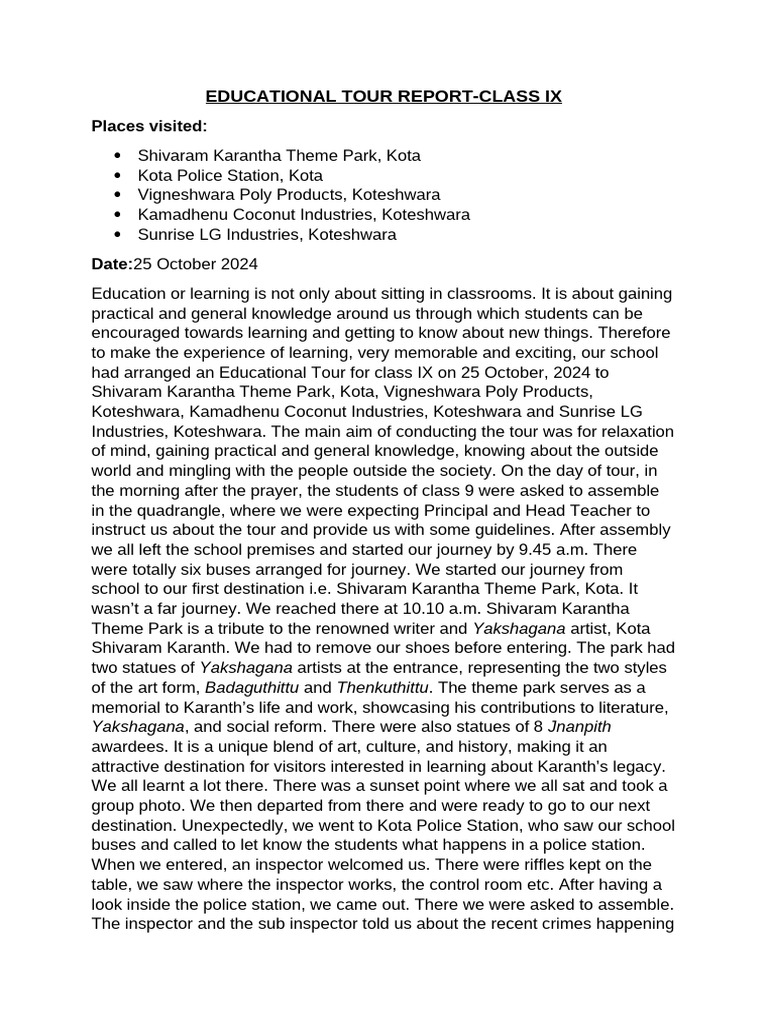 Educational Tour Report-Class Ix | PDF | Extrusion | Polyvinyl Chloride