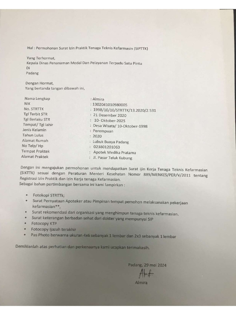 Srat Permohonan Almira | PDF