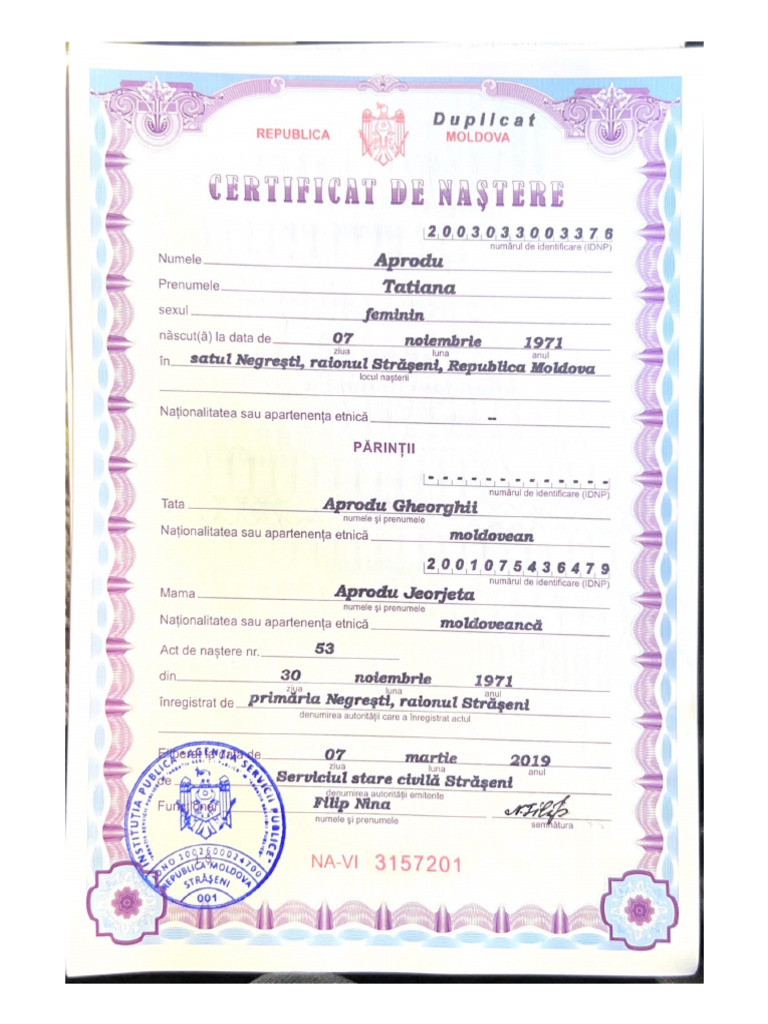 CERTIFICAT DE NASTERE | PDF