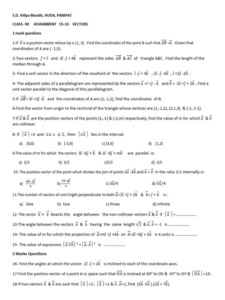 class XII vectors | PDF | Euclidean Vector | Triangle