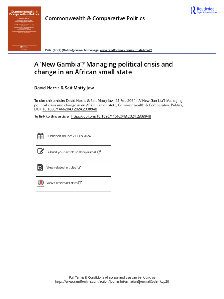 A New Gambia Managing Political Crisis and Change in an African Small ...