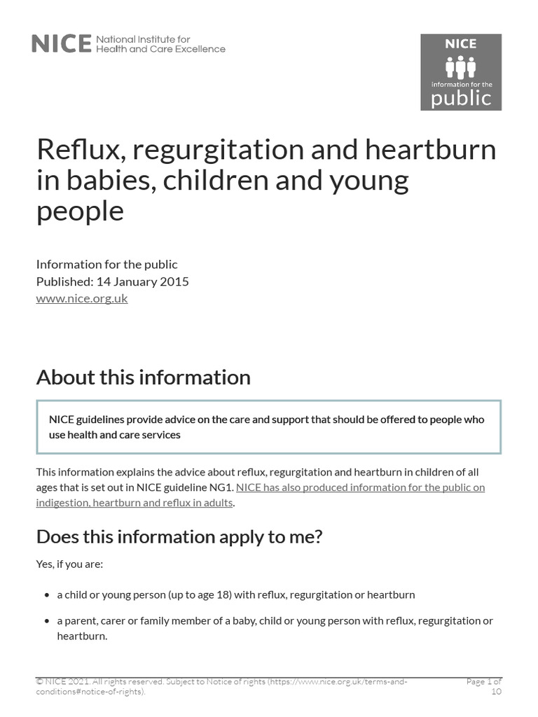 Reflux Regurgitation and Heartburn in Babies Children and Young People ...