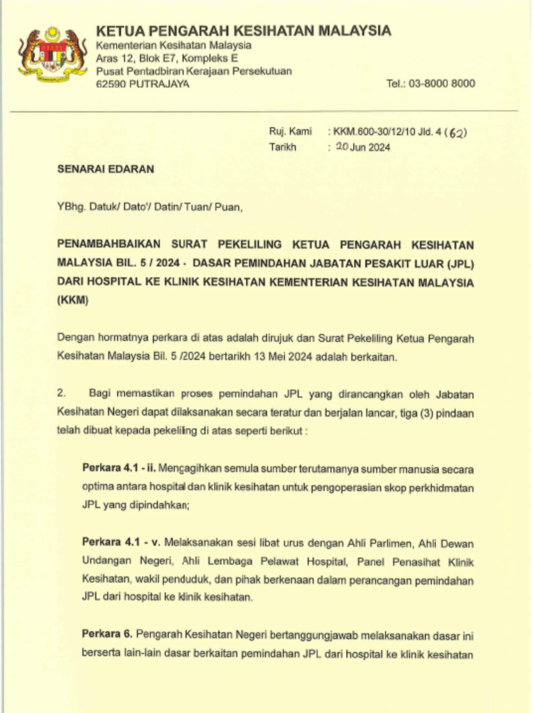 Penambahbaikan Surat Pekeliling Ketua Pengarah Kesihatan Malaysia Bil ...