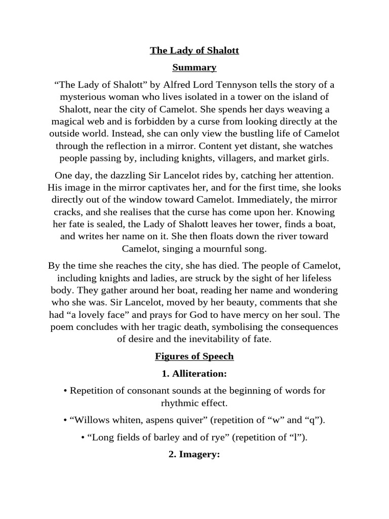 The Lady of Shalott | PDF