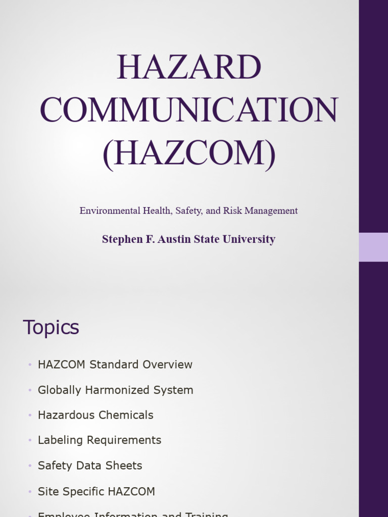 HAZCOM Guide: Chemical Safety Standards | PDF | Safety | Working Conditions