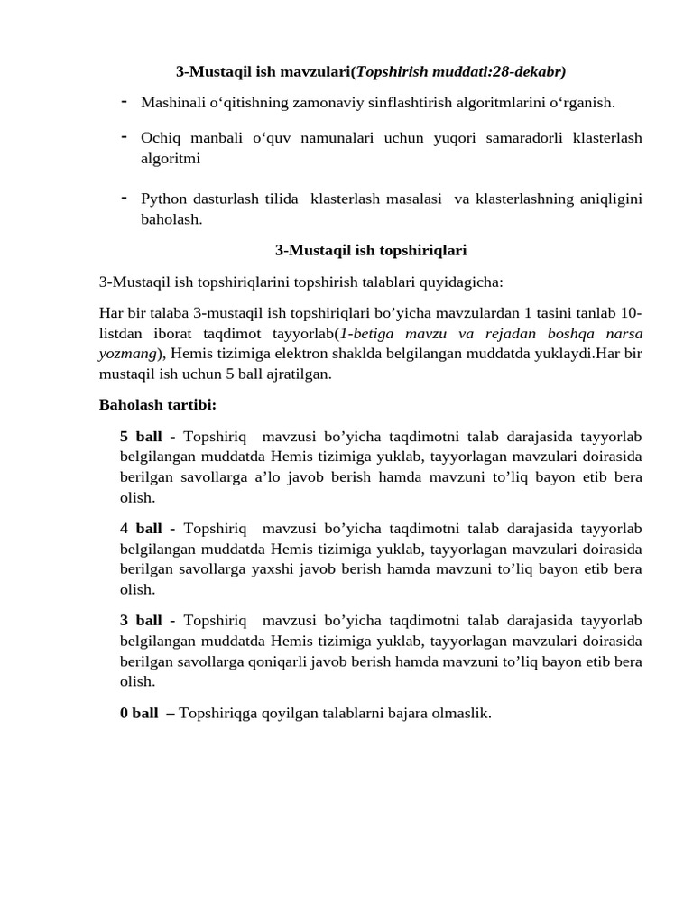 3-Mustaqil Ish | PDF