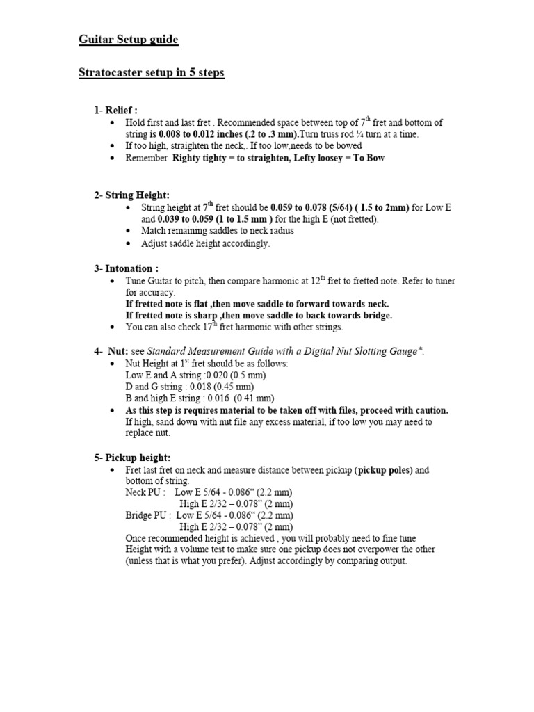 Stratocaster Setup in 5 Steps | PDF