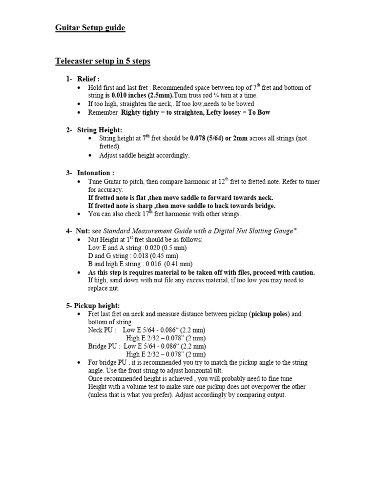 Complete Guitar Setup Guide | PDF | Guitars | Celtic Musical Instruments