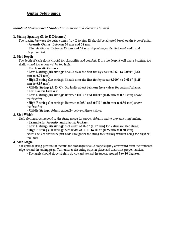 Guitar Setup: String & Slot Guide | PDF