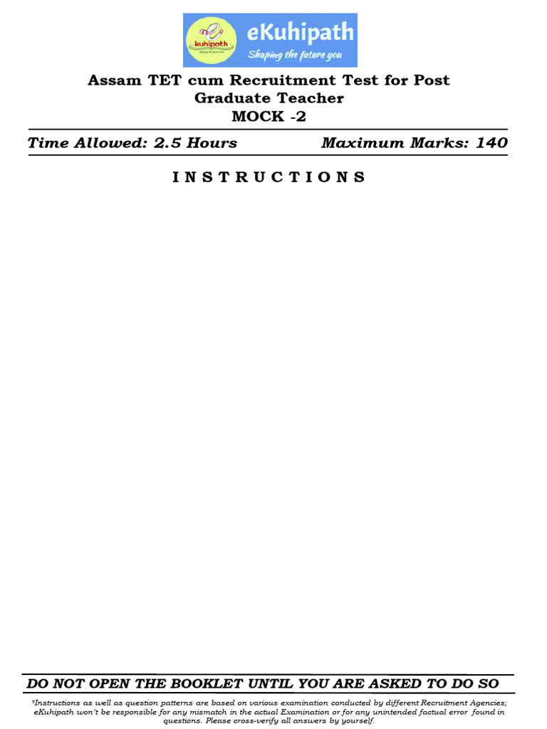 HS Mock TEST No 2 - Answer - Sheet | PDF | Educational Psychology ...
