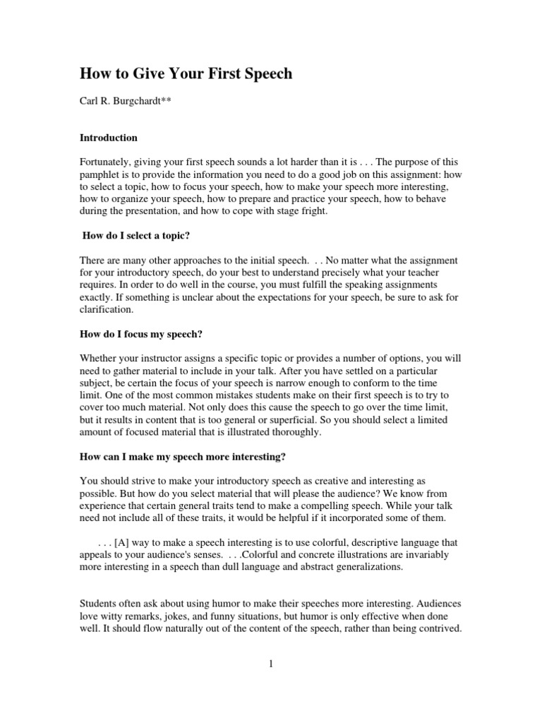 First Speech Guide: Tips & Techniques | PDF | Career & Growth ...